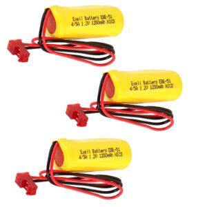 (3-pack) 1.2v 1200mah exell emergency lighting battery fits & replaces anic1169 elb1210n elb1p201n elb1p201n2 elb1p2901n lqmsw3r12277elw saft 16440 anic1493, 1009s00-mz, elb0320