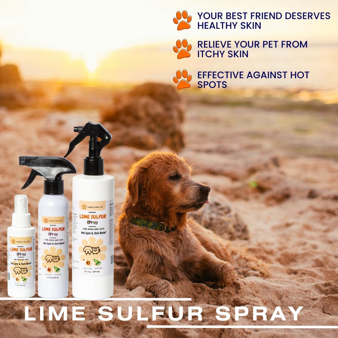 Classic's Lime Sulfur Spray Pet Care for Dry and Itchy Skin - Spotcare and Safe Solution for Dog, Cat, Puppy, Kitten, Horse (8 oz)