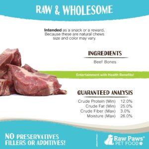 Raw Paws Meaty Beef Bones for Dogs, 8-lb - Made in USA - Frozen Raw Bones for Dogs - Raw Beef Bones - Frozen Dog Bones - Raw Dog Bones for Aggressive Chewers - Frozen Raw Meaty Dog Bones