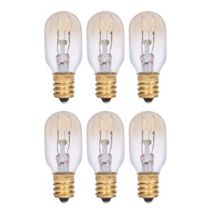 simba lighting t6.5 25w replacement bulb (6 pack) for himalayan salt rock and basket, plug in aromatic wax warmer, night light, mini tube shape, 120v, e12 candelabra base, dimmable, 2700k warm white