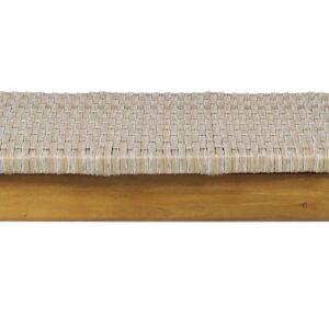 Christopher Knight Home Phoebe Outdoor 3 Seater Wicker Bench, Teak Finish, Light Gray