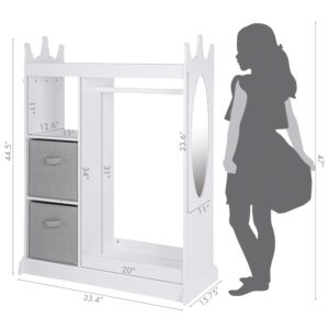 UTEX Kids Play Armoire with Mirror, Storage Bins and Closet for Dress Up and Costumes (White)