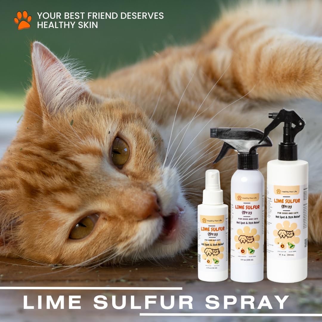 Classic's Lime Sulfur Spray Pet Care for Dry and Itchy Skin - Spotcare and Safe Solution for Dog, Cat, Puppy, Kitten, Horse (8 oz)