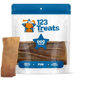 123 treats beef cheek chips beef basted dog chew 6" (2 pounds) all natural chews for dogs | great rawhide alternative