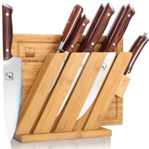 imarku knife set, kitchen knife set for kitchen with block, 10 piece knife and cutting board set with block, japanese chef knife set professional knives set for kitchen