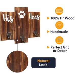 TBFM His Her Dog Key Holder – Unique 10 x 8 His and Hers Keyholder and Dog Leash Hanger with 3 His Hers Key Hooks/Paw Key Hanger for Entryway & Housewarming Gifts for Couples Key Holder for Wall