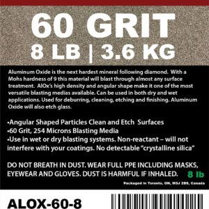 #60 Aluminum Oxide - 8 LBS - Medium Sand Blasting Abrasive Media for Blasting Cabinet and Blasting Guns.