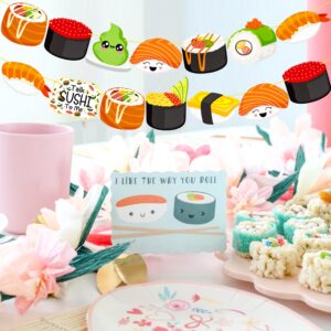 Sushi Garland Banners 2Pcs Let's Roll Sushi Birthday Party Cutout Banners Sushi Party Decorations for Japanese Theme Baby Shower Supplies