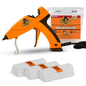 gorilla dual temp full size hot glue gun kit with 45 hot glue sticks, precision nozzle and easy squeeze trigger, for diy, craft, repairs, and more, orange (combo pack:1 gun, 45 glue sticks)