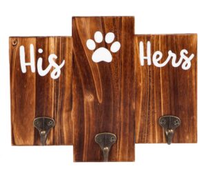 tbfm his her dog key holder – unique 10 x 8 his and hers keyholder and dog leash hanger with 3 his hers key hooks/paw key hanger for entryway & housewarming gifts for couples key holder for wall