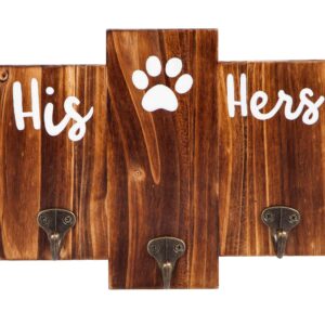 TBFM His Her Dog Key Holder – Unique 10 x 8 His and Hers Keyholder and Dog Leash Hanger with 3 His Hers Key Hooks/Paw Key Hanger for Entryway & Housewarming Gifts for Couples Key Holder for Wall