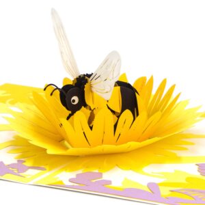 Ribbli Bee & Flower Handmade 3D Pop Up Card,Greeting Card,Mothers Day Card,Thank You Card,Bumble Bee Card,Floral Card,For Birthday,Anniversary,Congratulations,All Occasion,with Envelope