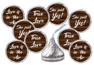 216 rustic theme kisses stickers for bridal shower, wedding, bachelorette party, bride to be hershey kisses stickers, chocolate drops labels stickers for engagement party, hershey's party favors