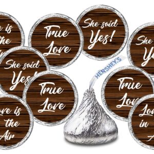 216 Rustic Theme Kisses Stickers for Bridal Shower, Wedding, Bachelorette Party, Bride to Be Hershey Kisses Stickers, Chocolate Drops Labels Stickers for Engagement Party, Hershey's Party Favors