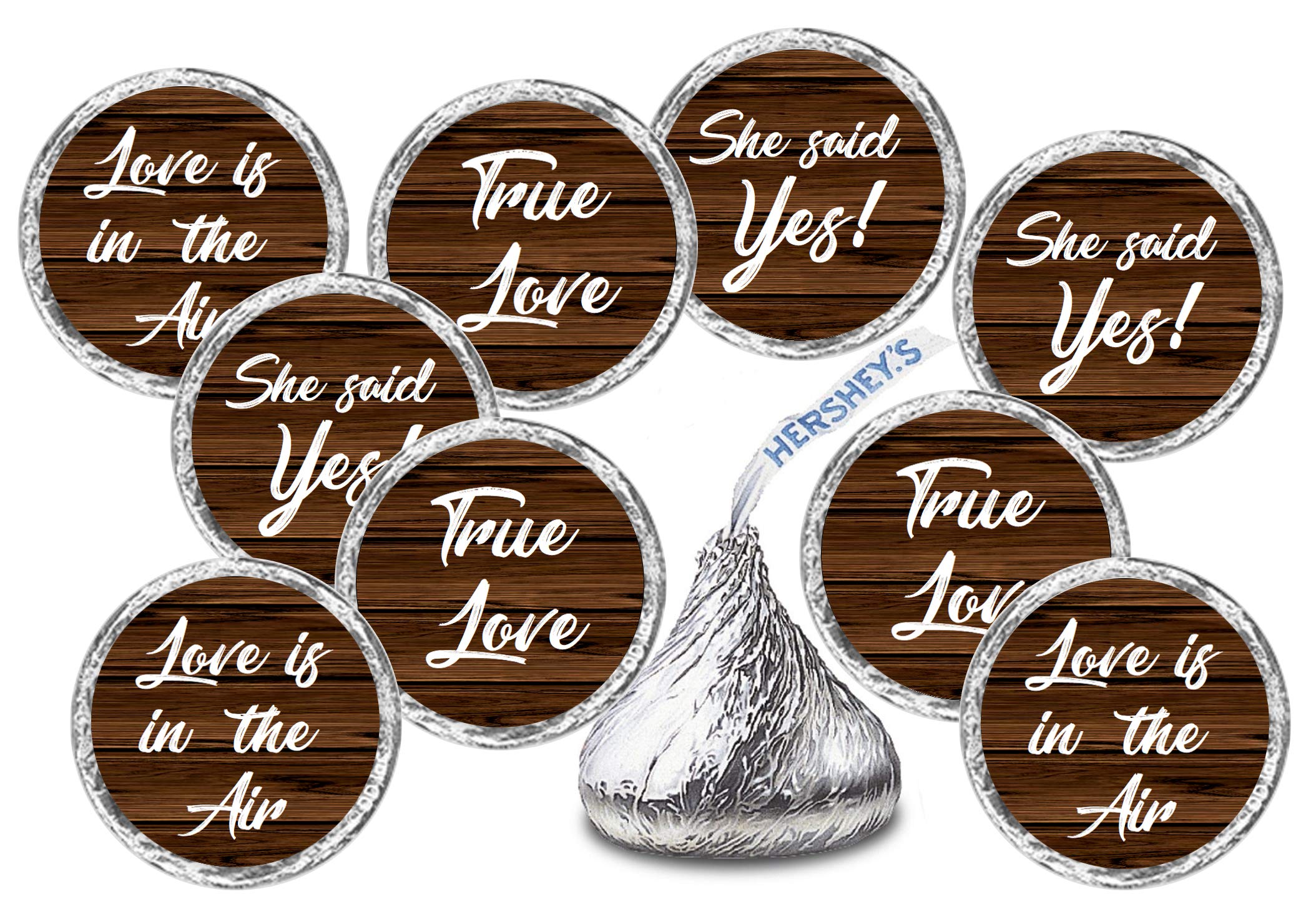 216 Rustic Theme Kisses Stickers for Bridal Shower, Wedding, Bachelorette Party, Bride to Be Hershey Kisses Stickers, Chocolate Drops Labels Stickers for Engagement Party, Hershey's Party Favors