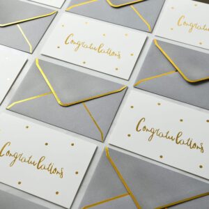 Winoo Design Gold and White Congratulations Cards with Envelopes, 36 PK All Occasion Greeting Cards 4x6 Inches, Bridal Shower Graduation Baby Shower Christmas Thank You Cards