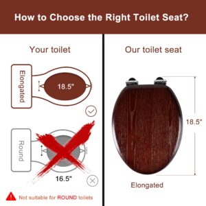 Angel Shield Elongated Wood Toilet Seat with Quiet Close,Easy Clean,Quick-Release Hinges(Elongated,Dark Walnut)