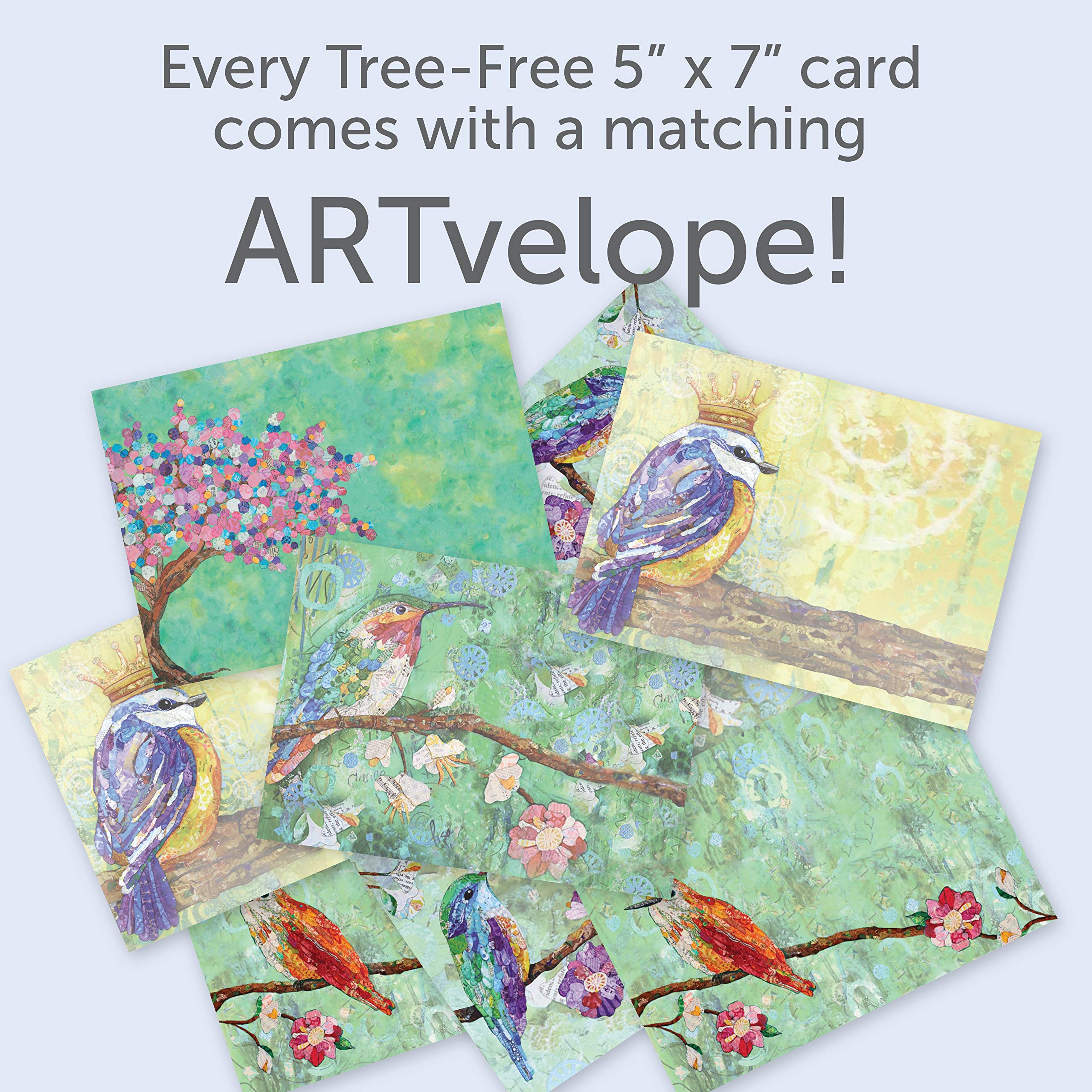 Tree-Free Greetings - Birthday Cards - Artful Designs - 8 Cards + Matching Envelopes - Made in USA - 100% Recycled Paper - 5"x7" - Lisa Morales Bird All Occasion,Thinking of You,Birthday (AGA1127)