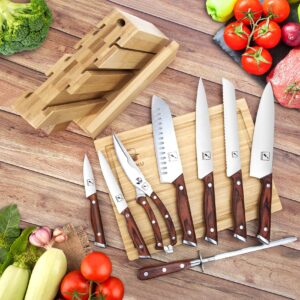 imarku Knife Set, Kitchen Knife Set for Kitchen with Block, 10 Piece Knife and Cutting Board Set with Block, Japanese Chef Knife Set Professional Knives Set for Kitchen