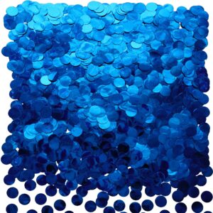 blue foil metallic round table confetti decor circle dots mylar table scatter confetti wedding bachelorette under the sea baby shower birthday graduation party confetti decorations, 100g