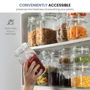 Bormioli Rocco - Food Storage Container - Glass Fido Jars - Hermetic Sealed Hinged Airtight Lid for Fermenting, With Paksh Chalkboard Labels 67 3/4 Ounce (2 Liter)