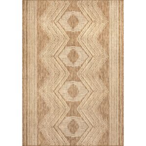 nuLOOM 4x6 Outdoor/Indoor Ranya Tribal Area Rug, Light Brown, Geometric Design, Stain Resistant, Highly Durable, For Patio, Balcony, Bedroom, Dining Room, Living Room, Bathroom