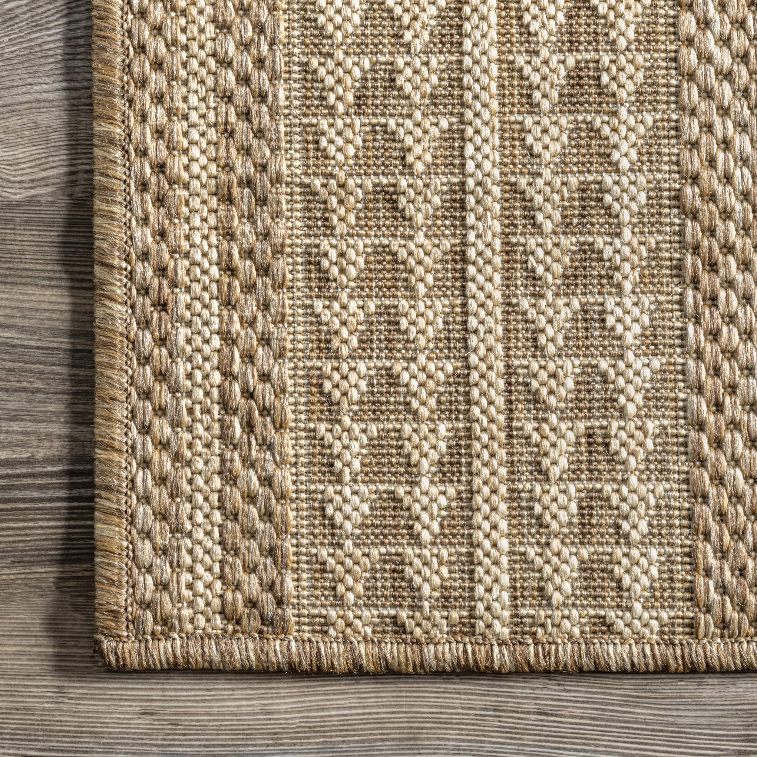 nuLOOM 4x6 Outdoor/Indoor Ranya Tribal Area Rug, Light Brown, Geometric Design, Stain Resistant, Highly Durable, For Patio, Balcony, Bedroom, Dining Room, Living Room, Bathroom