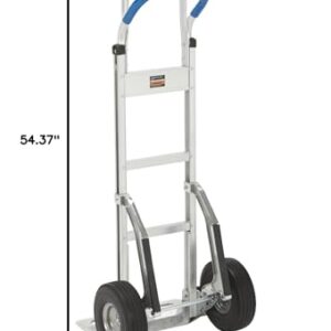 Strongway Continuous Handle Aluminum Hand Truck/Stair Skid Moving Dolly - 660-Lb. Capacity, 18in. Wide Toe Plate, 10in. Polyurethane Wheels, 54in. High