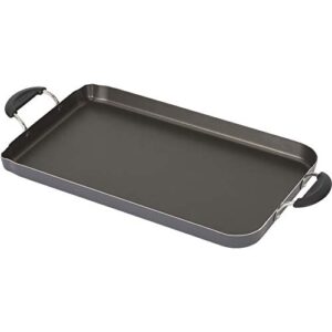 goodcook everyday 18" x 11" nonstick aluminum double burner griddle pan, black