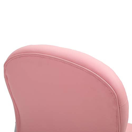 Vinsetto PU Leather Home Office Chair, Button Tufted Desk Chair with Padded Armrests, Adjustable Height and Swivel Wheels, Pink