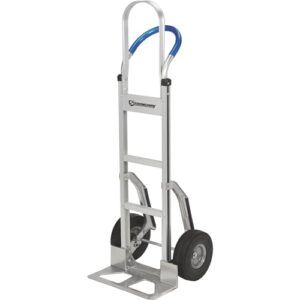 strongway continuous handle aluminum hand truck/stair skid moving dolly - 660-lb. capacity, 18in. wide toe plate, 10in. polyurethane wheels, 54in. high