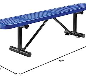 Global Industrial 72" Perforated Metal Outdoor Flat Bench, Blue