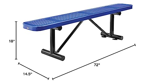 Global Industrial 72" Perforated Metal Outdoor Flat Bench, Blue