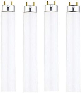 dysmio f32t8 32-watt 48-inch tube light bulb, 6500k, 2850 lumen, daylight, g13 medium bi-pin base t8 fluorescent light bulb - pack of 4