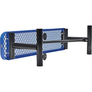 Global Industrial 48" L Outdoor Steel Flat Bench, Expanded Metal, Blue