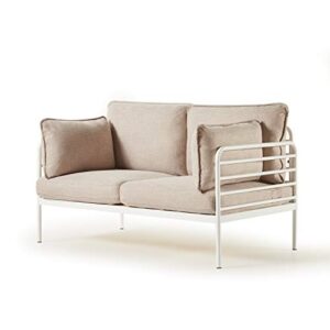 ZINUS Ellen White Metal Loveseat, Steel Framework with Upholstered Cushions, Easy Assembly