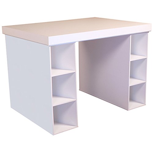 Venture Horizon Project Center Desk with Two 3-Bin Cabinets - White