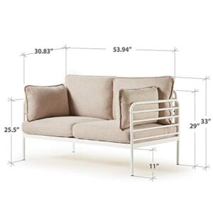 ZINUS Ellen White Metal Loveseat, Steel Framework with Upholstered Cushions, Easy Assembly