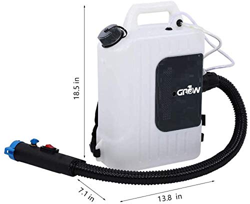 Grow1 Electric Backpack Fogger Machine ULV Atomizer Sprayer with Commercial Hose for Spraying Garden Greenhouse Indoor Outdoor Foggers, 2.5 Gallon