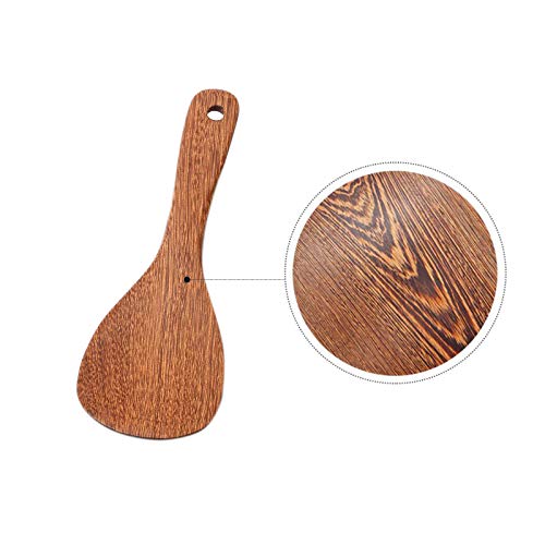 2 Pack Wooden Rice Spoon Rice Cooker Spatula Utensils Wood Rice Paddle Non Stick Rice Spatula Kitchen Cooking Salad Tongs Rice Serving Spoon Set