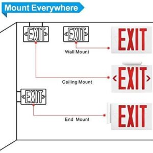 EXITLUX 1 Pack UL Listed -Red Led Exit Sign with Emergency Lights&Battery Backup Operated Powered Exit Lights Exit -Double Face-120-277VAC Fire Exit Signs Lighting for Room,Street,Window.Stairs.