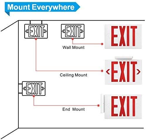 EXITLUX 1 Pack UL Listed -Red Led Exit Sign with Emergency Lights&Battery Backup Operated Powered Exit Lights Exit -Double Face-120-277VAC Fire Exit Signs Lighting for Room,Street,Window.Stairs.