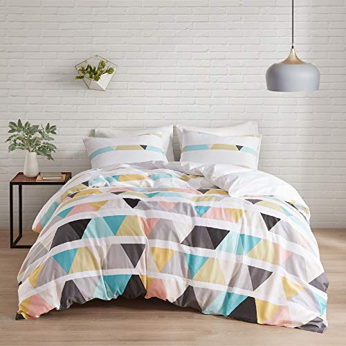 INTELLIGENT DESIGN Reversible 100% Cotton Sateen Duvet - Breathable Comforter Cover, Modern All Season Bedding Set with Sham (Insert Excluded), Storke, Colorful Stripes King/Cal King