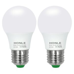 honle e26 led light bulbs 3w 12v low voltage daylight white 6000k e27 edison standard screw base 25w equivalent for rv, off grid solar panel project, boat, pack of 2