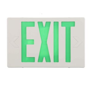 exitlux 1 pack green led emergency exit lights with battery backup-ul listed 120v/227v double face- exit sign with emergency lights-plug in emergency battery lights