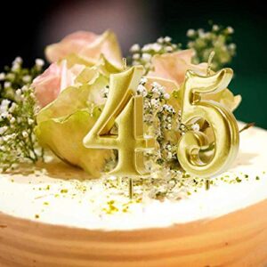 Mart 45th Birthday Candles,Gold Number 45 Cake Topper for Birthday Decorations