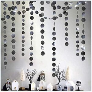 Cheerland Glitter Charcoal Grey Black Circle Garland Kit Halloween Party Decoration Hanging Polka Dots Streamer Backdrop Banner Birthday Wedding Retirement New Years NYE Bachelorette Bridal Shower