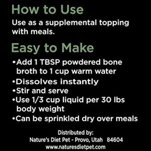 Nature's Diet Pet Original Bone Broth Protein Powder with Functional Benefits for Hip and Joint, Digestion, Skin and Coat (Hip & Joint, 6 oz = 60 Servings)