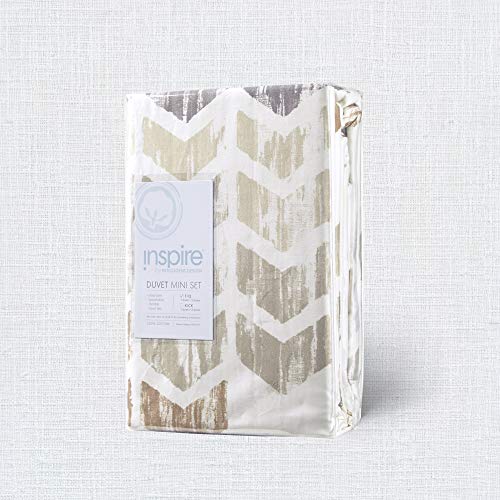 Inspire by INTELLIGENT DESIGN Reversible 100% Cotton Sateen Duvet - Breathable Comforter Cover, Modern All Season Bedding Set with Sham (Insert Excluded), Cape, Chevron Grey Full/Queen(90"x90")