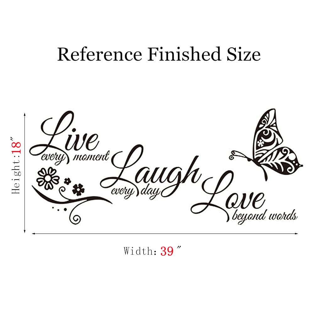 Live Love Laugh Set 3 Wall Sticker Motivational Wall Decals,Family Inspirational Wall Stickers Quotes(18x39, Black)